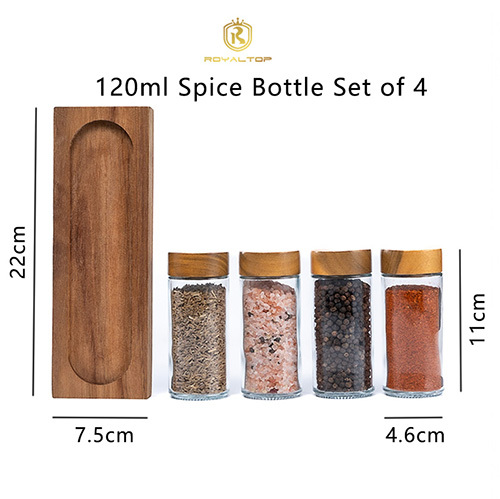 4 oz Glass Spice Jar | Acacia Lid & Tray | Rouand & Square