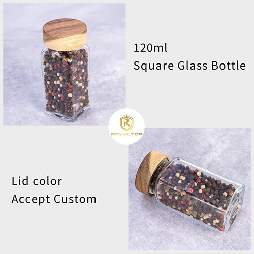 4 oz Glass Spice Jar | Acacia Lid & Tray | Rouand & Square