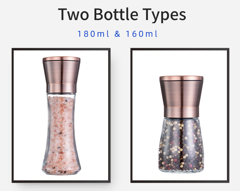 Novel Rose Gold Salt & Pepper Grinder Bottle Set