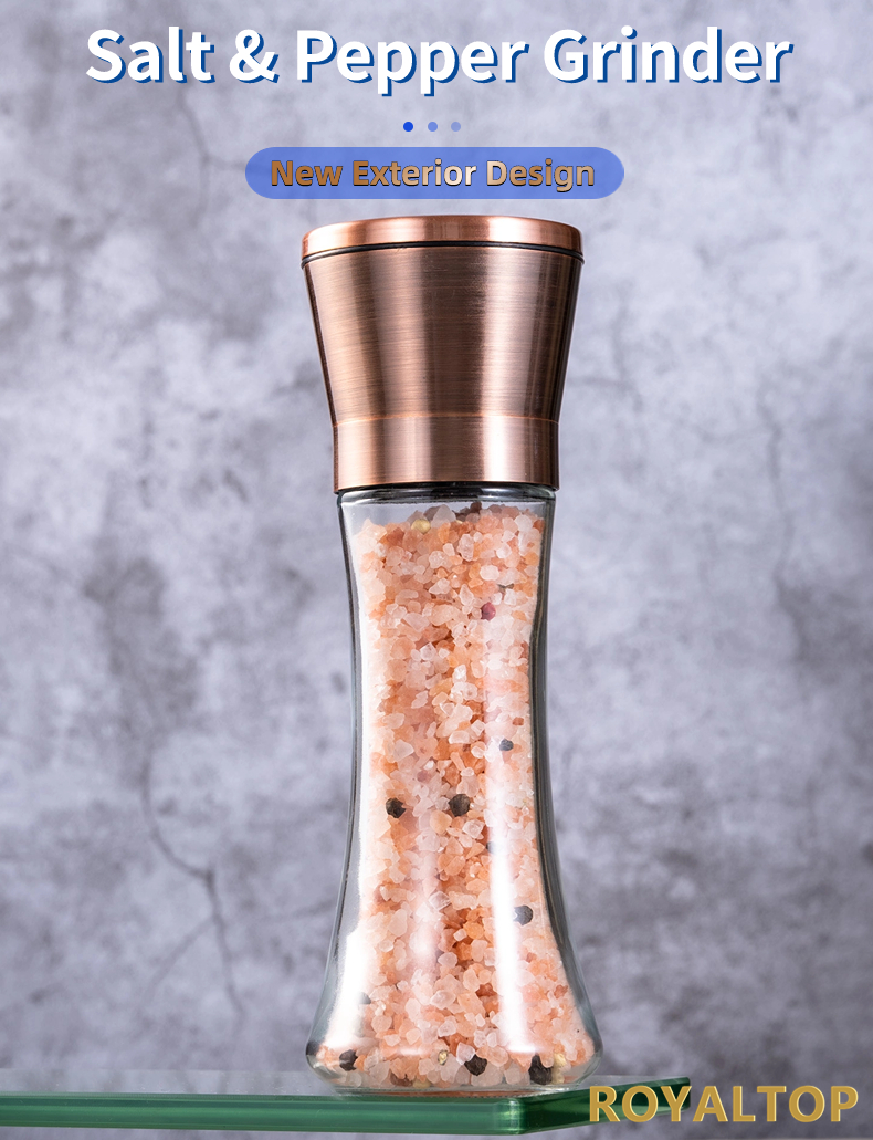 Novel Rose Gold Salt & Pepper Grinder Bottle Set