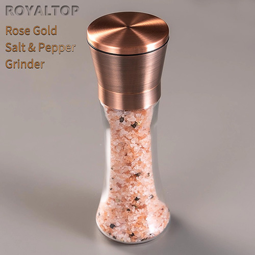 Novel Rose Gold Salt & Pepper Grinder Bottle Set