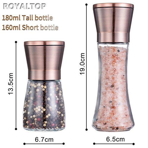 Novel Rose Gold Salt & Pepper Grinder Bottle Set
