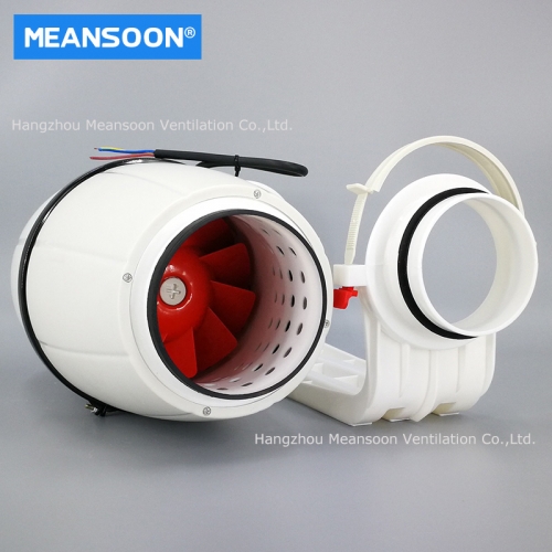 Ultra-quiet plastic mixed flow inline duct fans