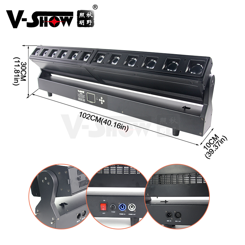 V-show LED bar stage Light 2pcs 12 x 40W high power RGBW LED zoom ...