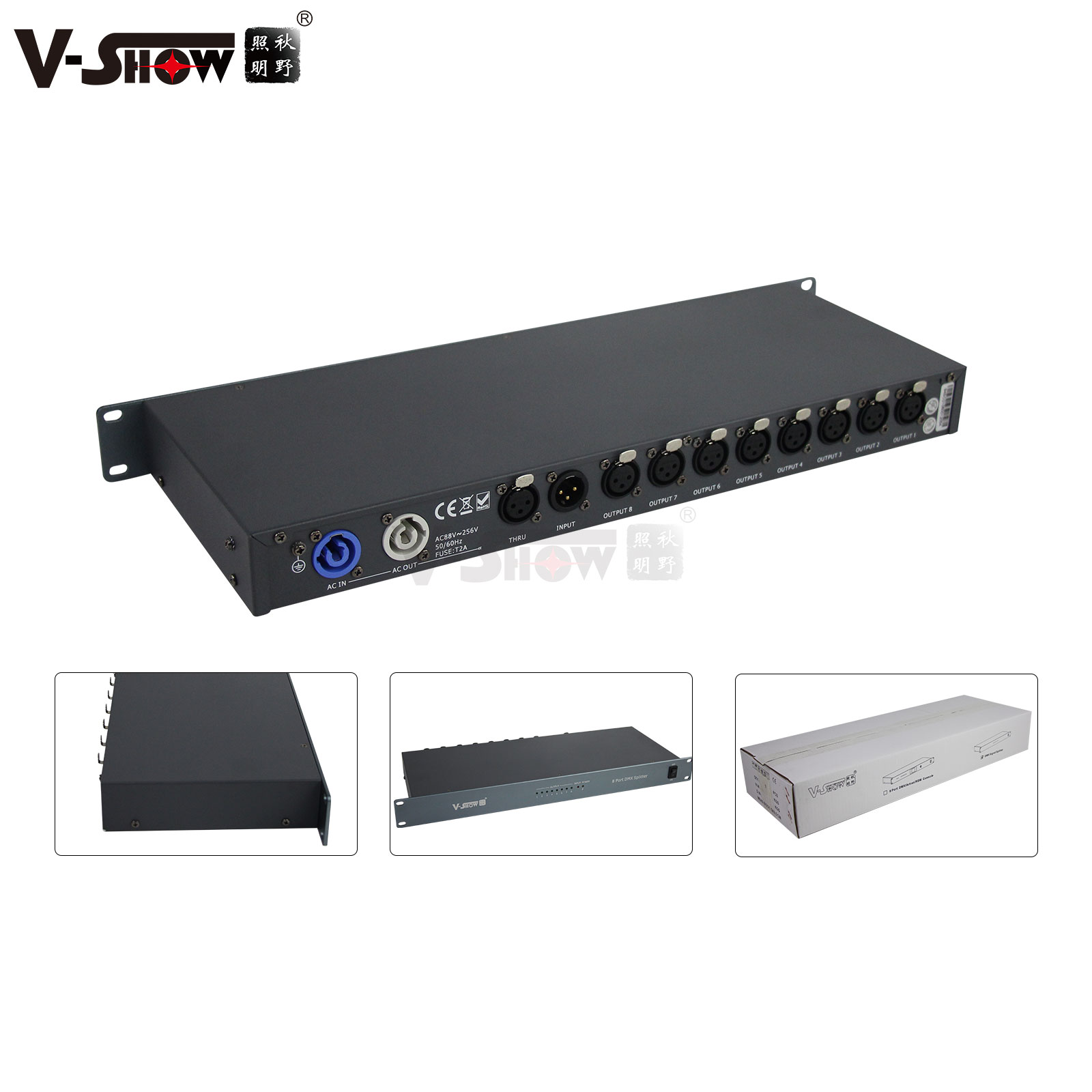 V-Show DMX Splitter Signal amplifier 8 port DMX Splitter Stage machine ...