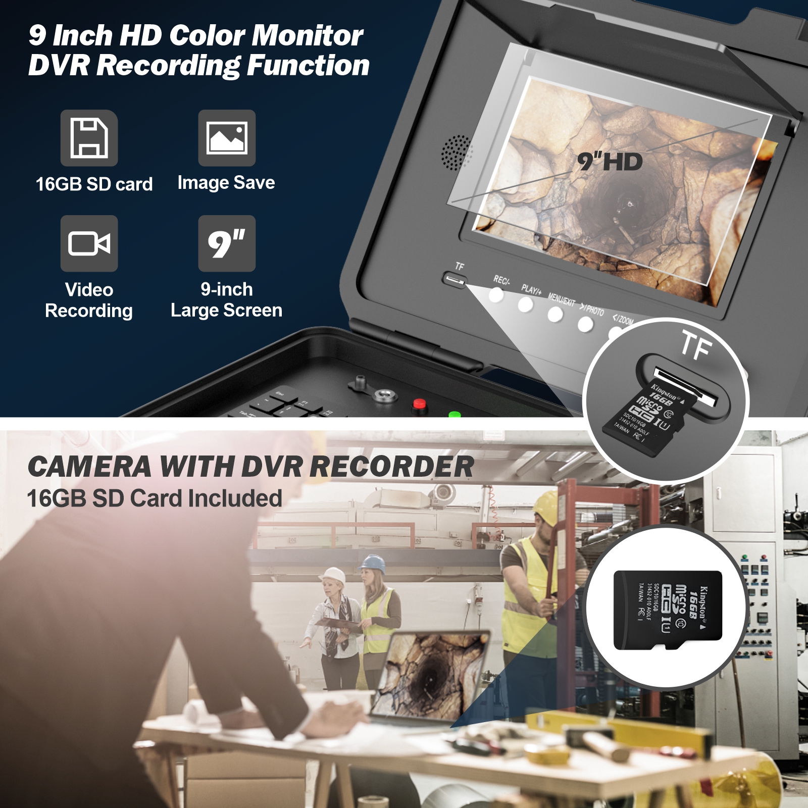 Anysun Sewer Camera with Locator & Distance Counter, Self-Leveling Pipe ...