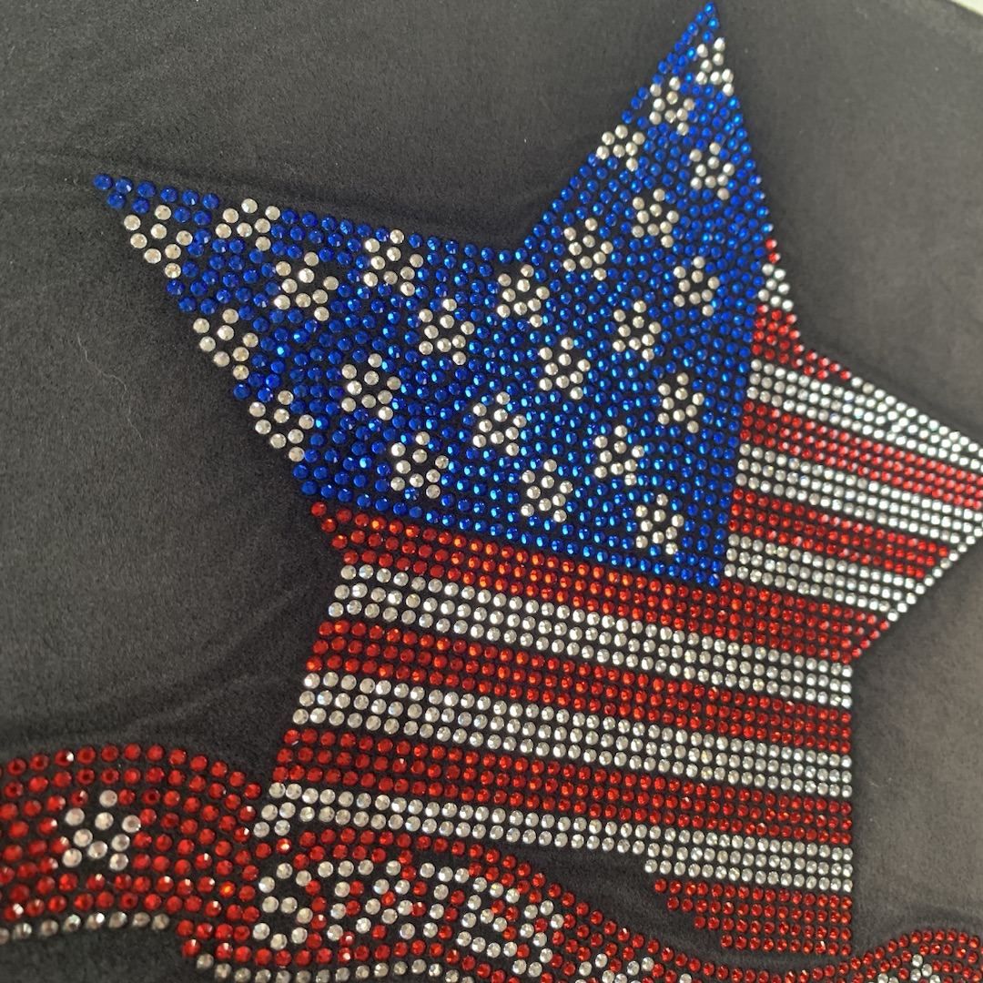 USA Flags Rhinestone Iron on Heat Transfers Designs