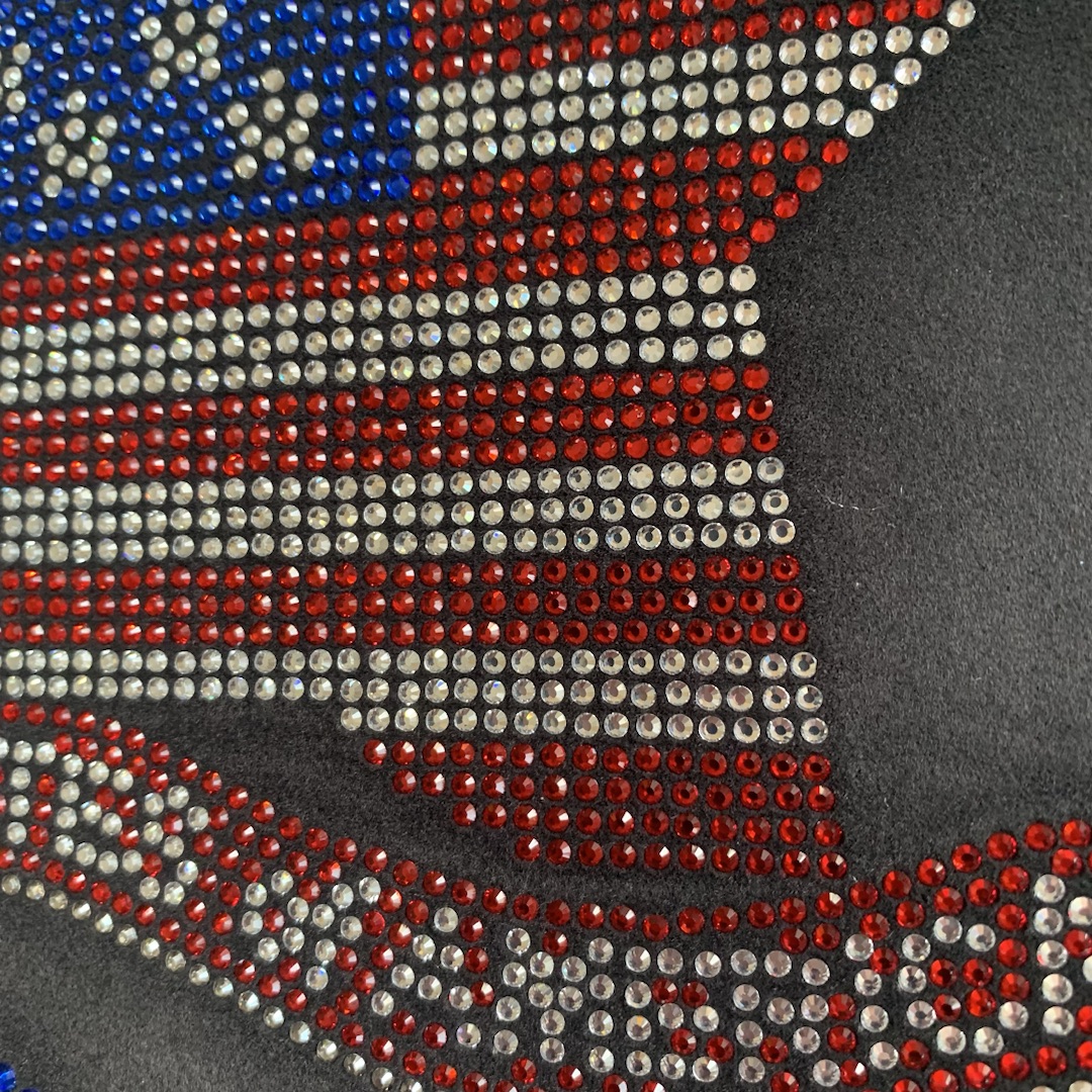 USA Flags Rhinestone Iron on Heat Transfers Designs