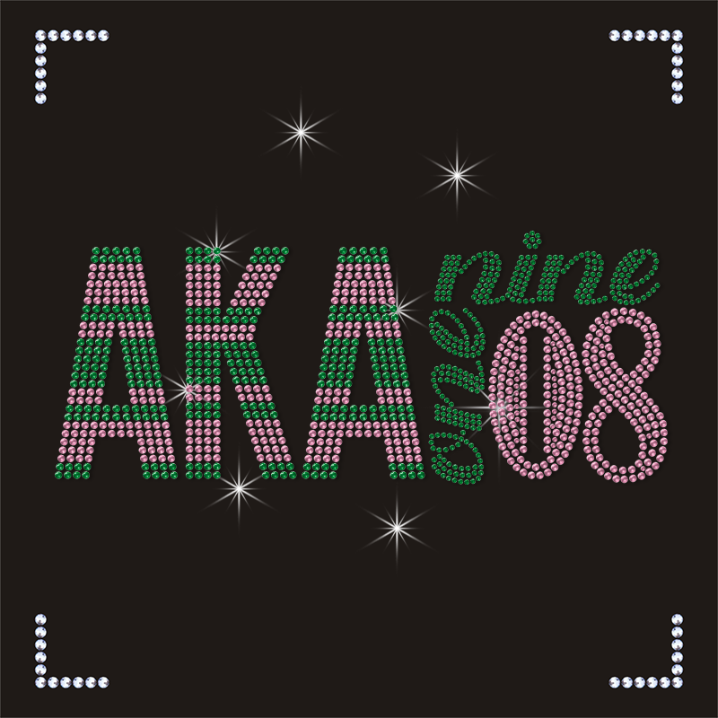 AKA Pink and Green Sorority Rhinestone Hot Fix Transfer