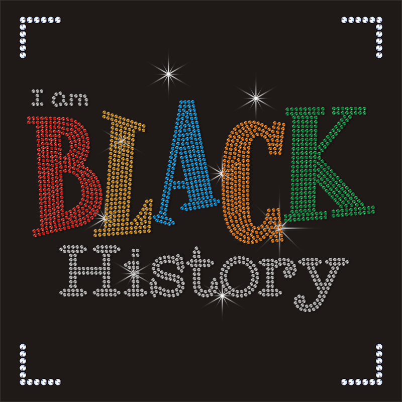 Custom Colorful Letters Black History Designs Iron on Rhinestone ...
