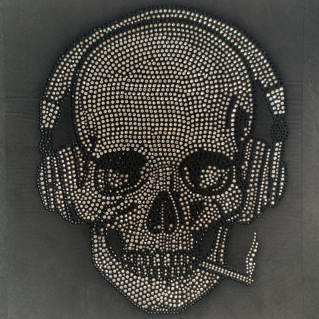 Bling Skull Head Rhinestone Hotfix Punk Iron on Girl Design Transfers