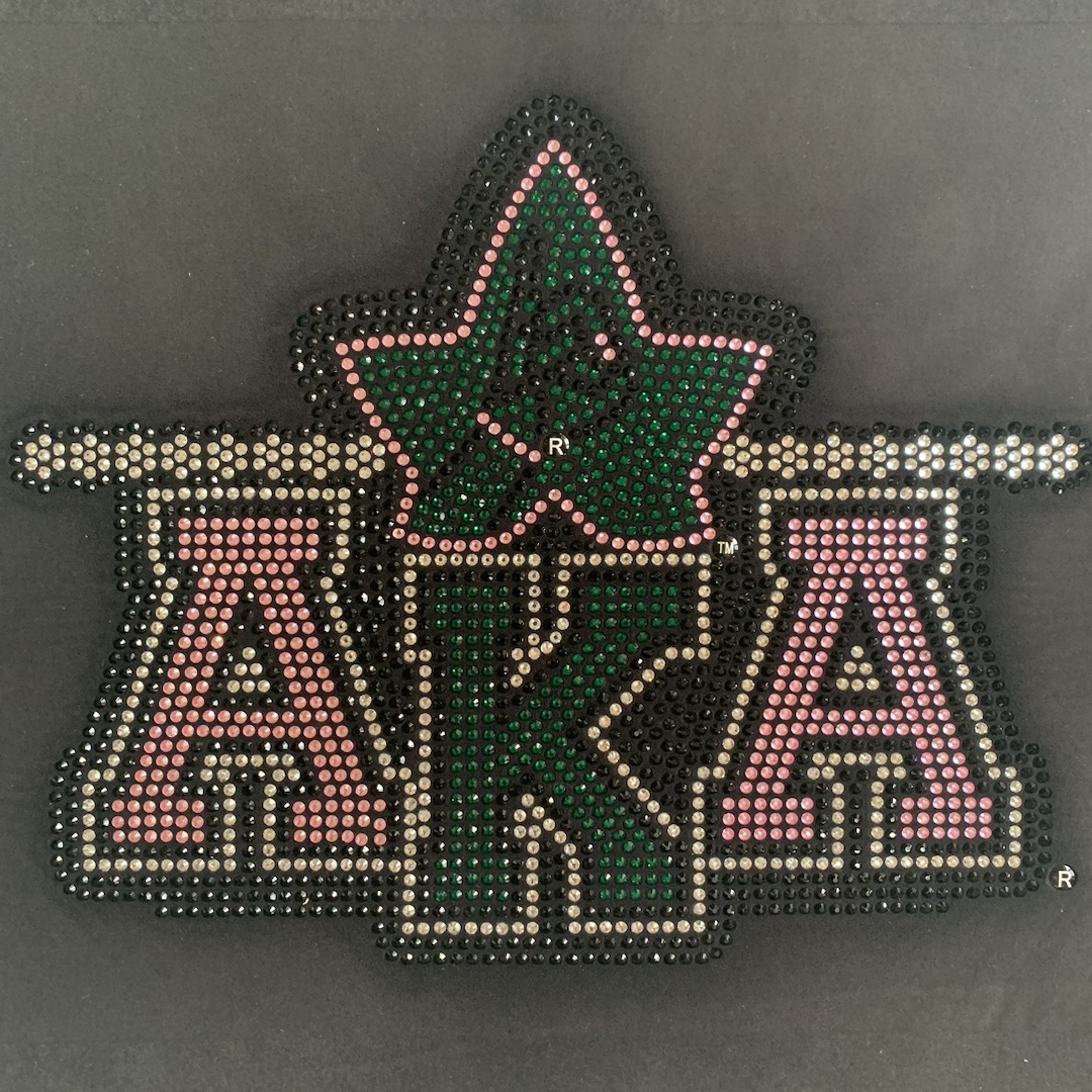 AKA Alpha Pink and Green Sorority Rhinestone Hot Fix Design Transfer