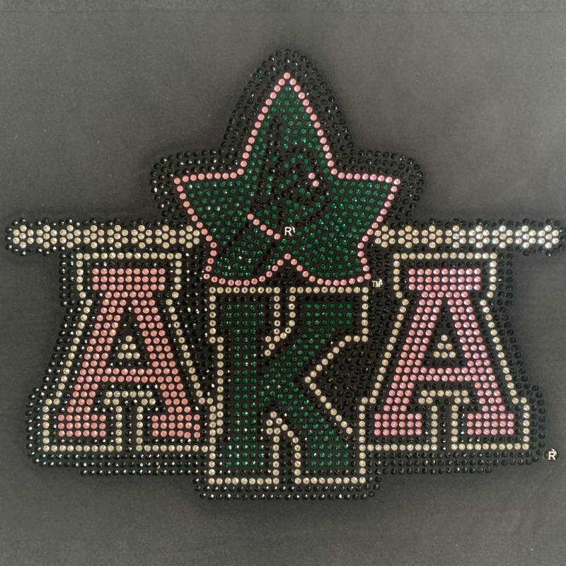 AKA Alpha Pink and Green Sorority Rhinestone Hot Fix Design Transfer