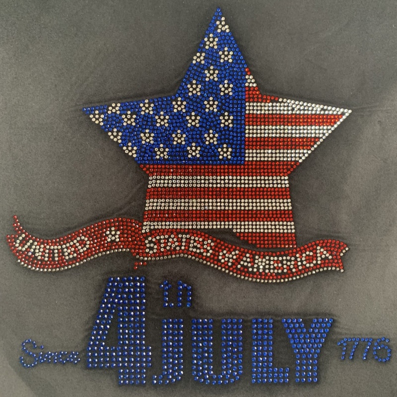 USA Flags Rhinestone Iron on Heat Transfers Designs