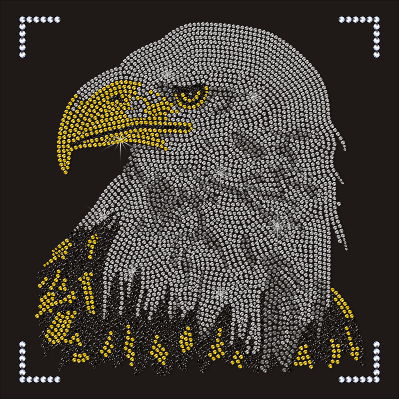 Crystal Eagle Motif Iron On T-shirts Hotfix Bling Rhinestone Heat Transfers