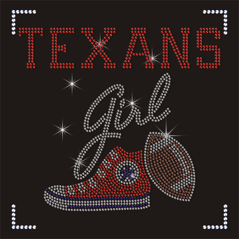 Football Team Rhinestones Texans Girl Heat Transfer