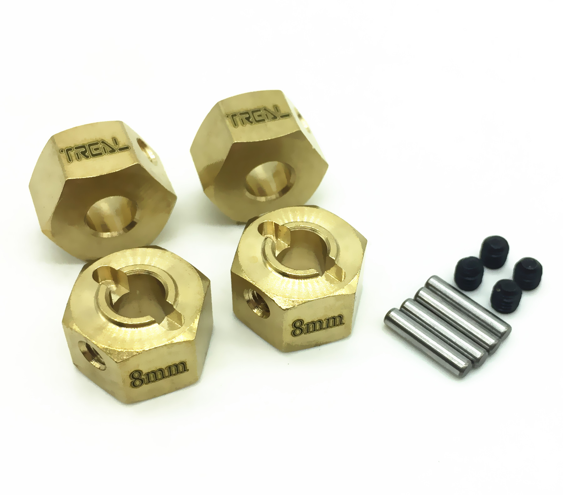Treal Brass Extended Wheel Hex Pins Set 8mm for Redcat GEN8(4pcs)