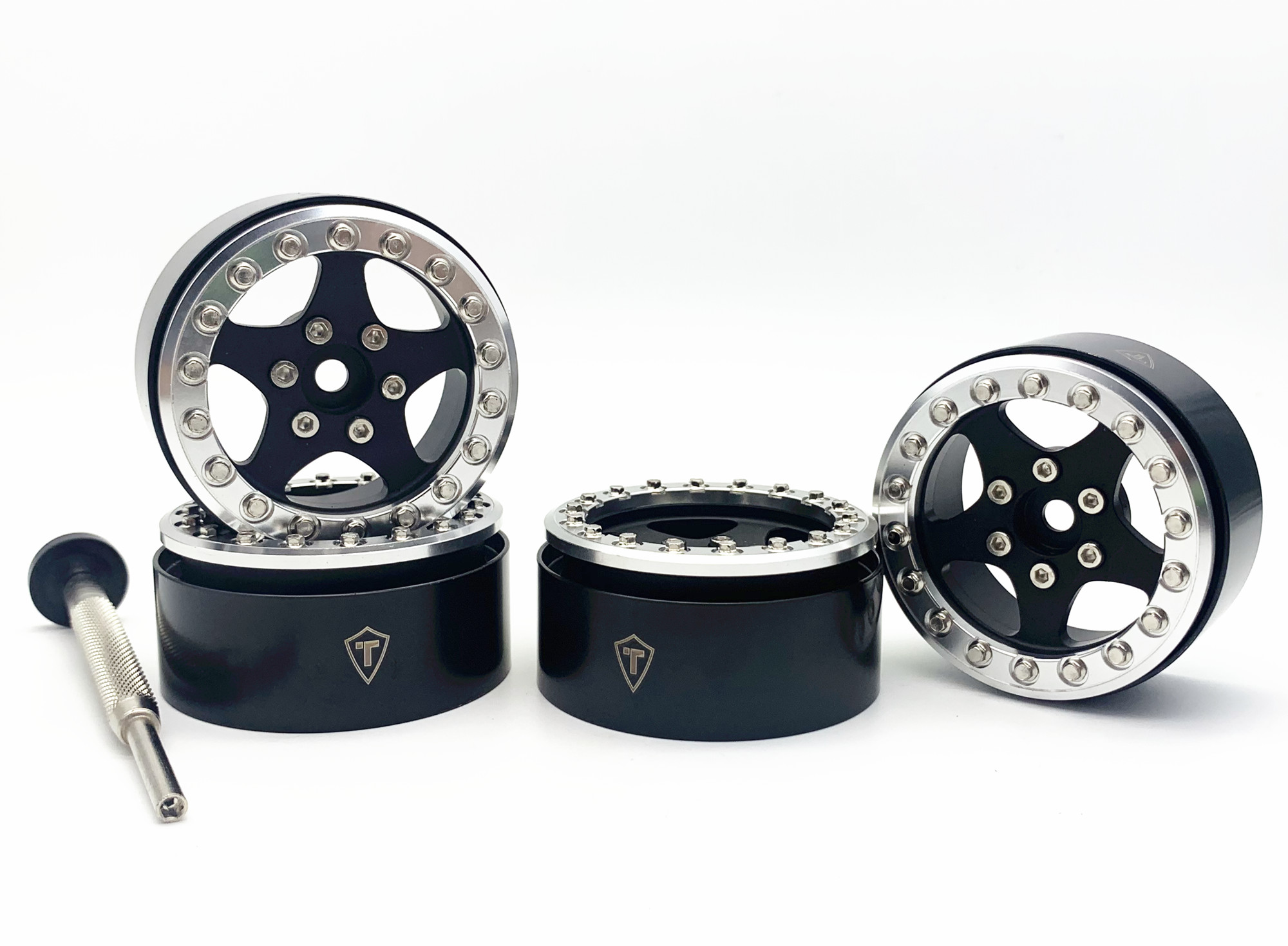 Treal 1.9 Wheels (4pcs) Beadlock Crawler Wheels for 1:10 Scale RC Truck ...