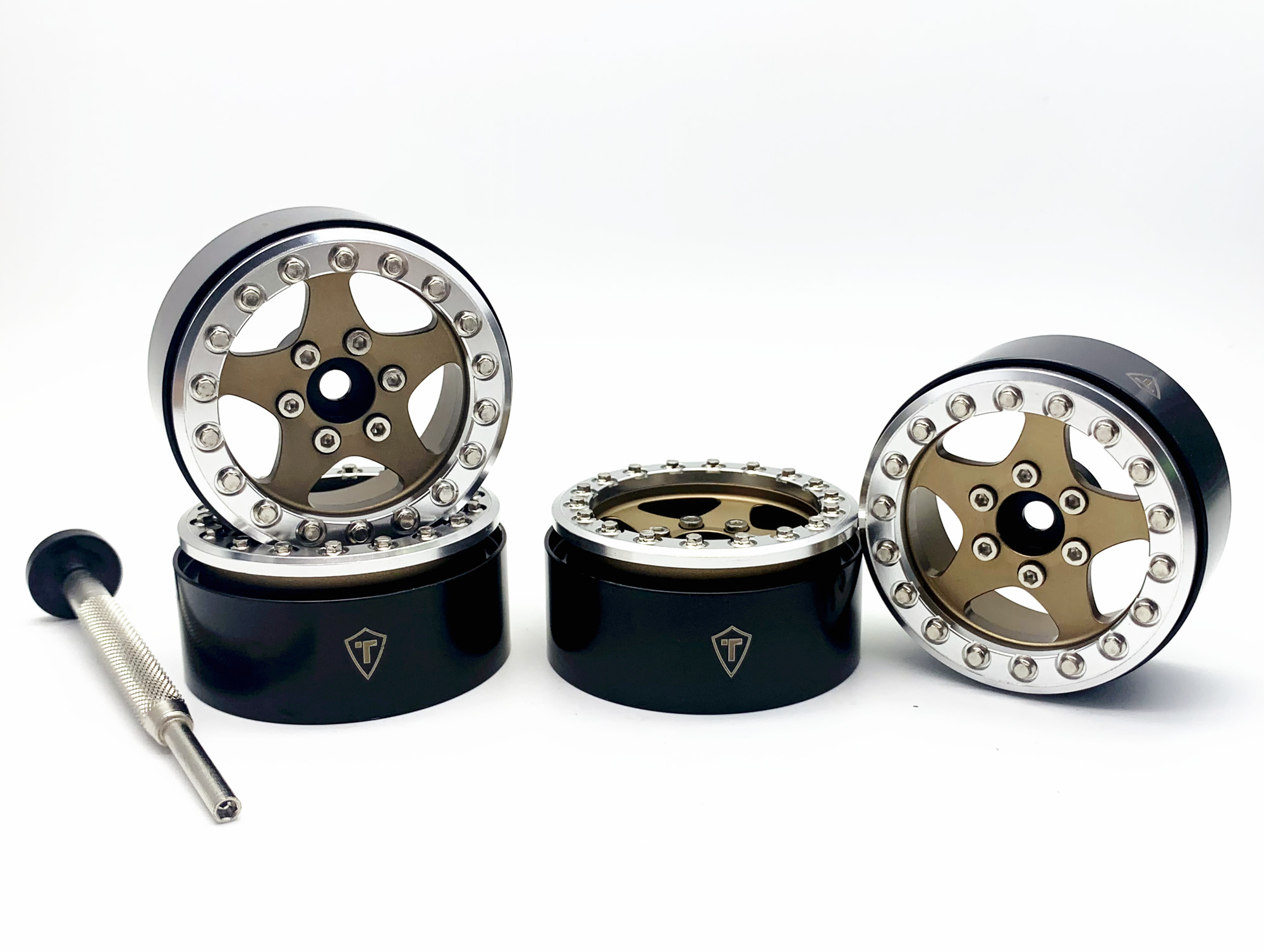 Treal 1.9 Wheels (4pcs) Beadlock Crawler Wheels for 1:10 Scale RC Truck ...