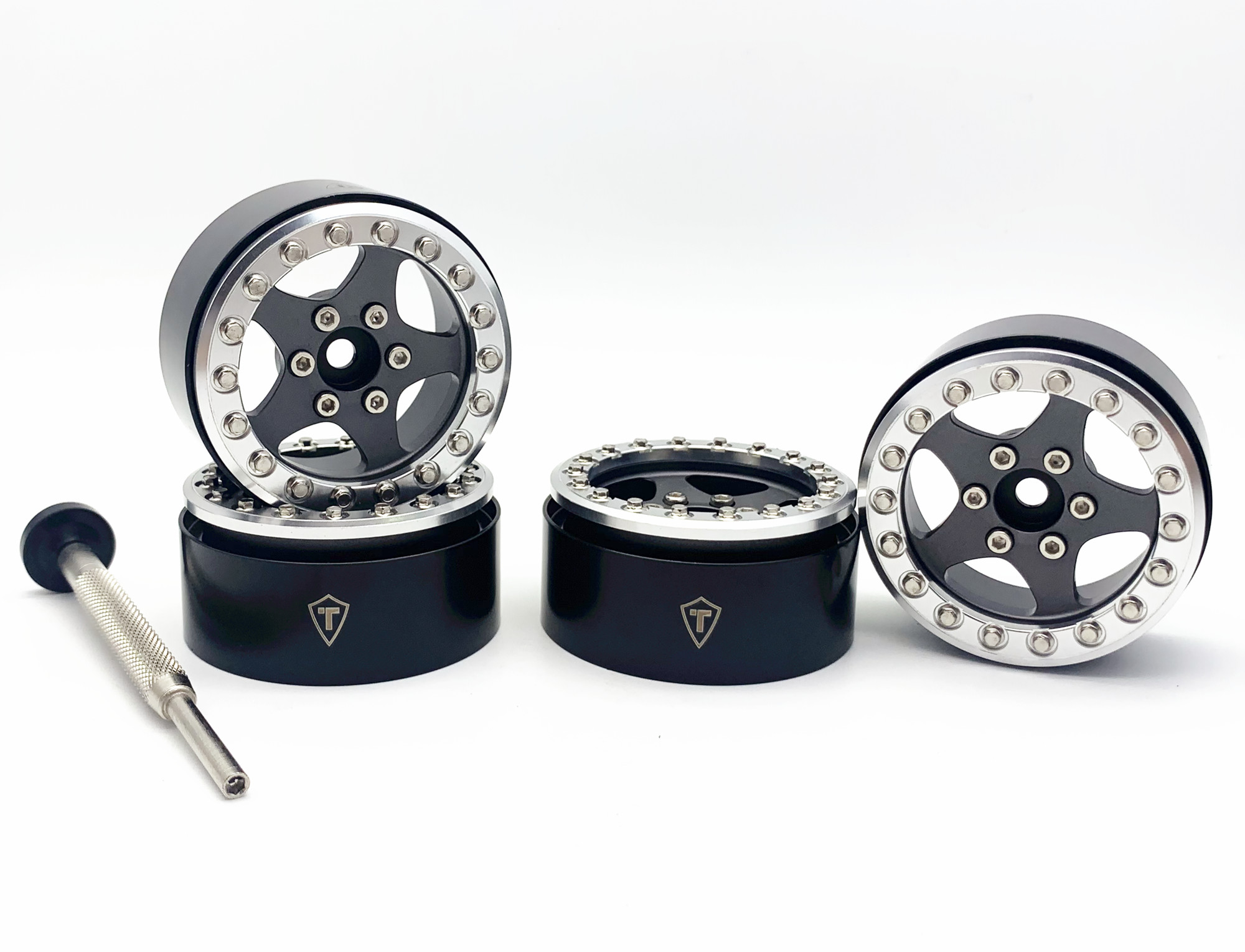 Treal 1.9 Wheels (4pcs) Beadlock Crawler Wheels for 1:10 Scale RC Truck ...