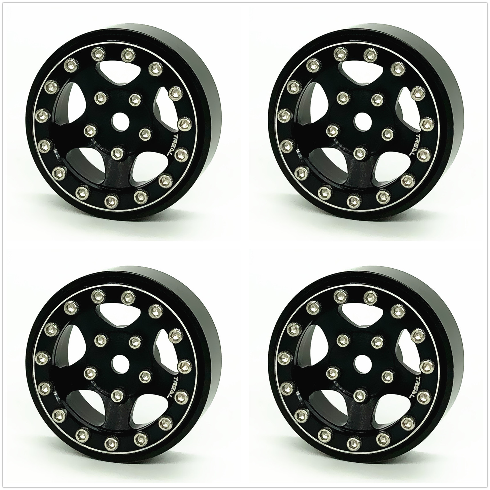 Treal 1.0 Beadlock Wheels(4P-Set) for Axial SCX24 with Brass Rings Weighted 22g-B Type