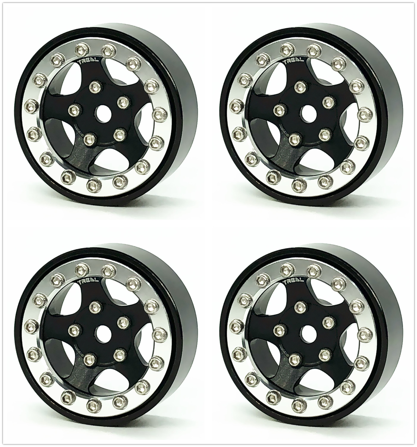 Treal 1.0 Beadlock Wheels(4P-Set) for Axial SCX24 with Brass Rings ...