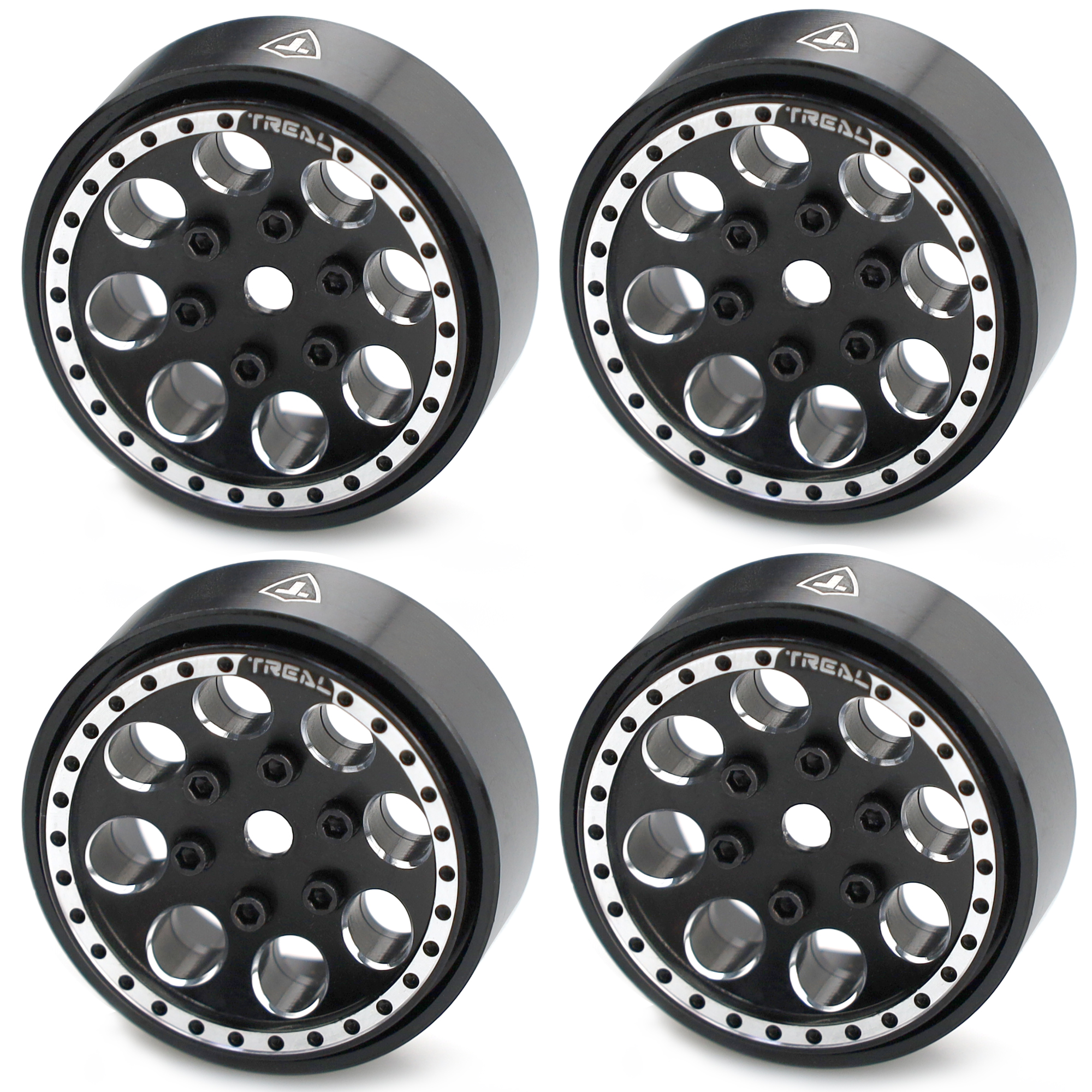 Treal 1.0 Beadlcok Wheels(4P-Set) for Axial SCX24 1/24 Crawler Aluminum ...