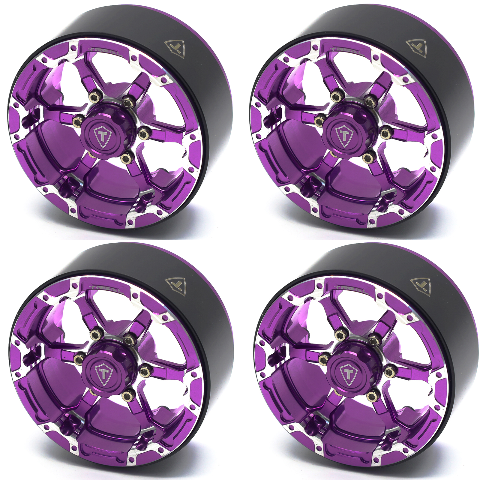 Treal Metal 1.9" Beadlock Wheel Rims (4pcs) for 1:10 RC Crawler Axial ...