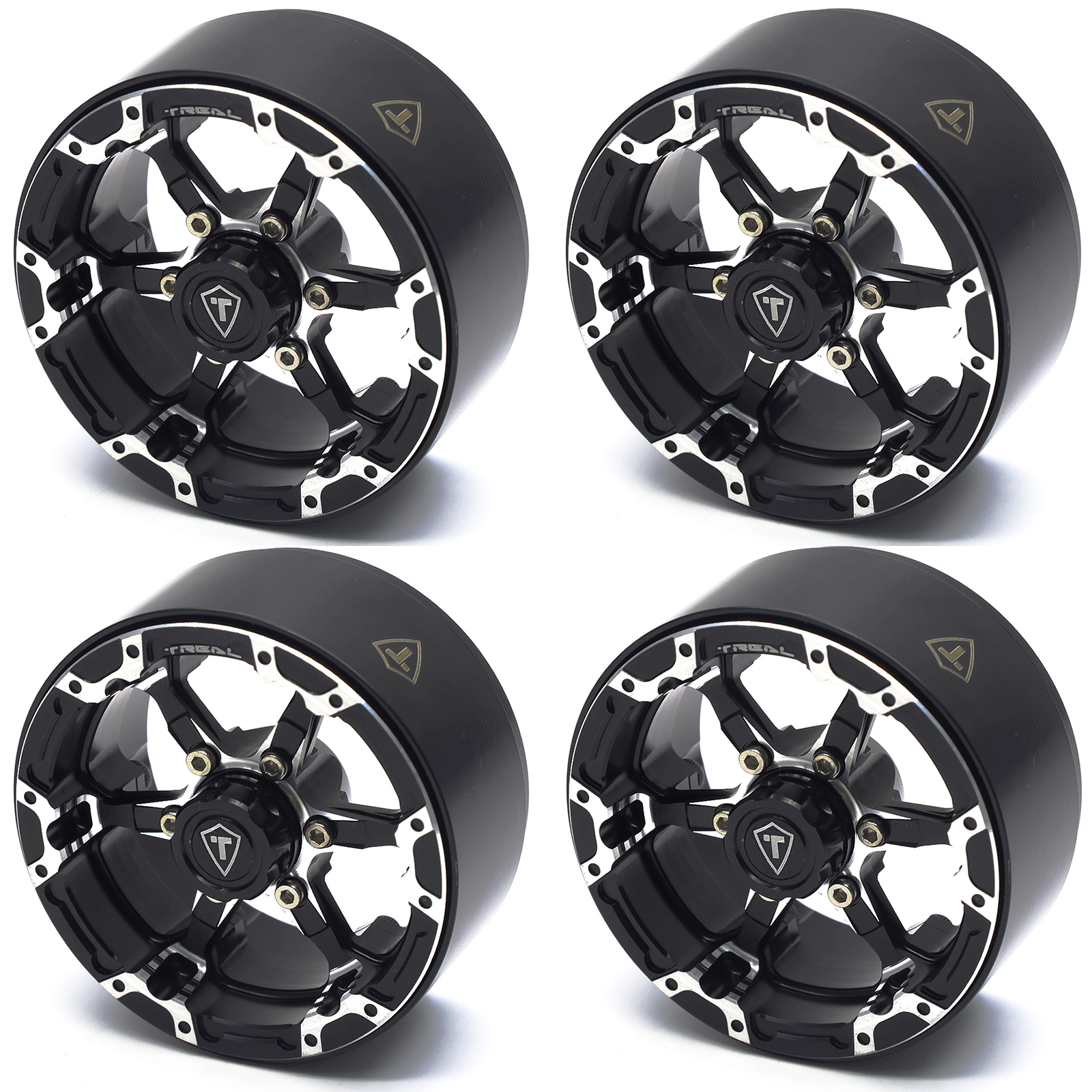 Treal Metal 1.9" Beadlock Wheel Rims (4pcs) for 1:10 RC Crawler Axial SCX10 Tamiya RC Car Wheel Hub