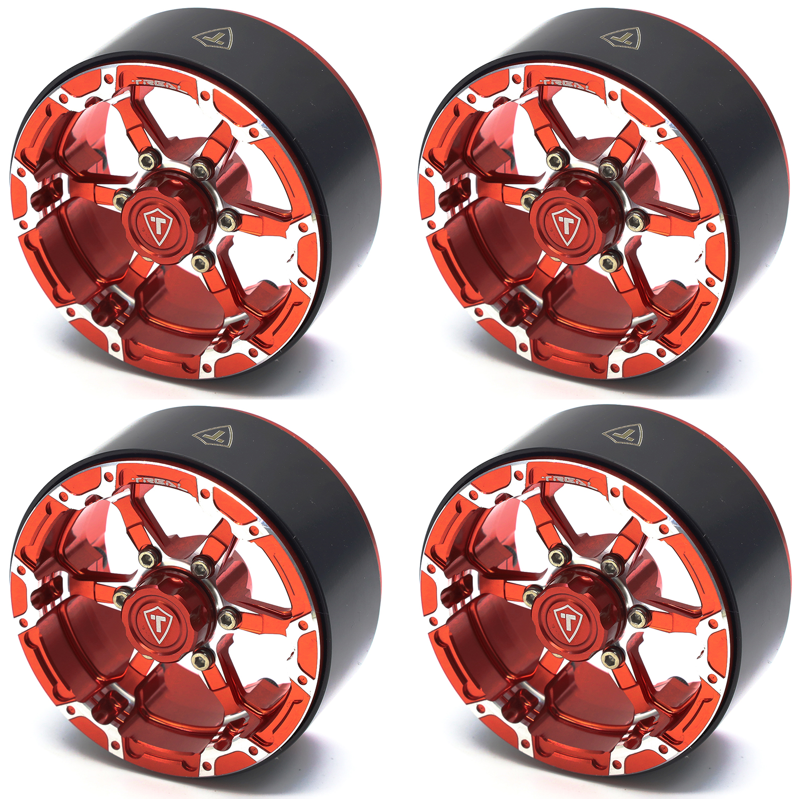 Treal Metal 1.9" Beadlock Wheel Rims (4pcs) for 1:10 RC Crawler Axial SCX10 Tamiya RC Car Wheel Hub