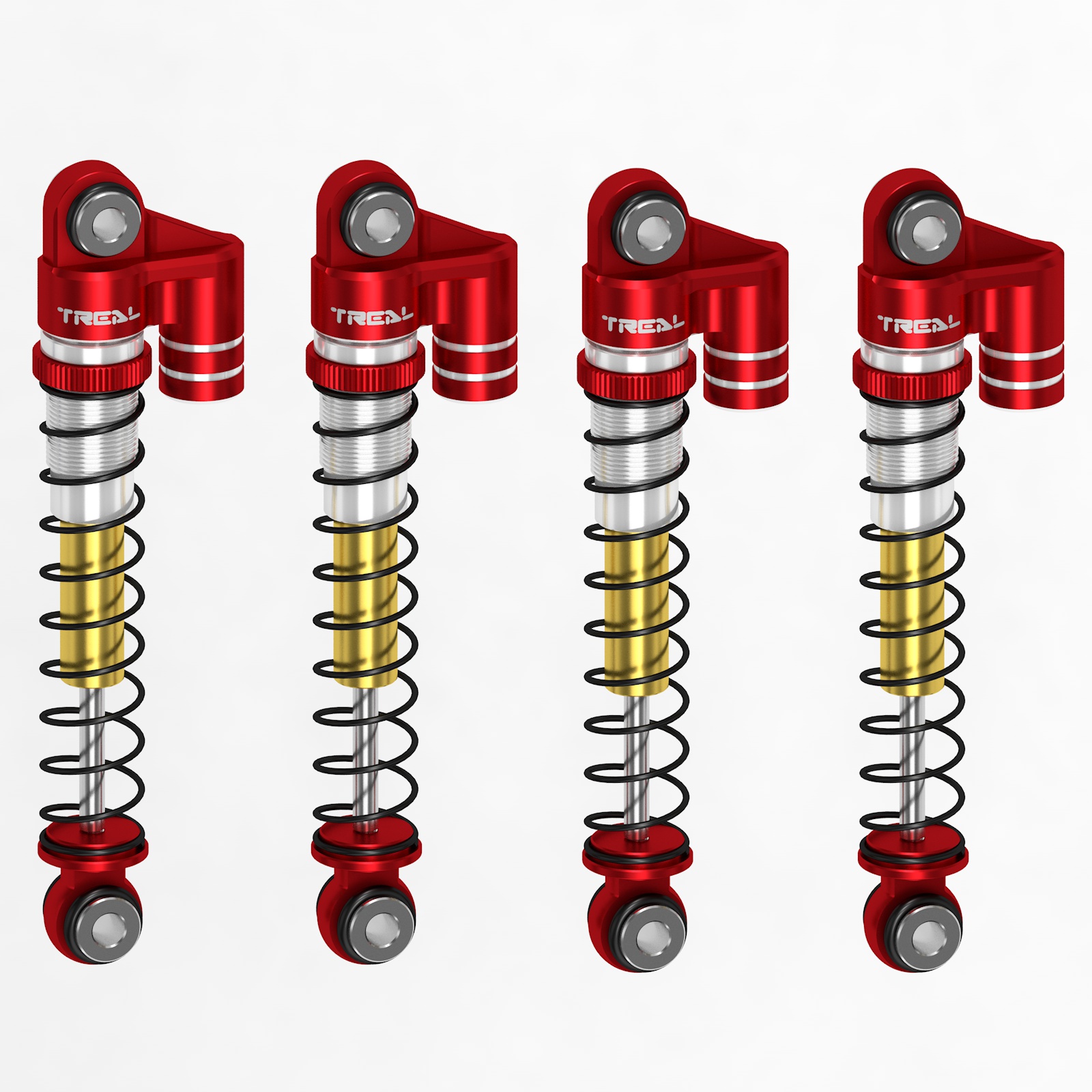 TREAL FCX24 Shocks 43mm Threaded Tele Double Barrel Shocks (4) for FMS ...