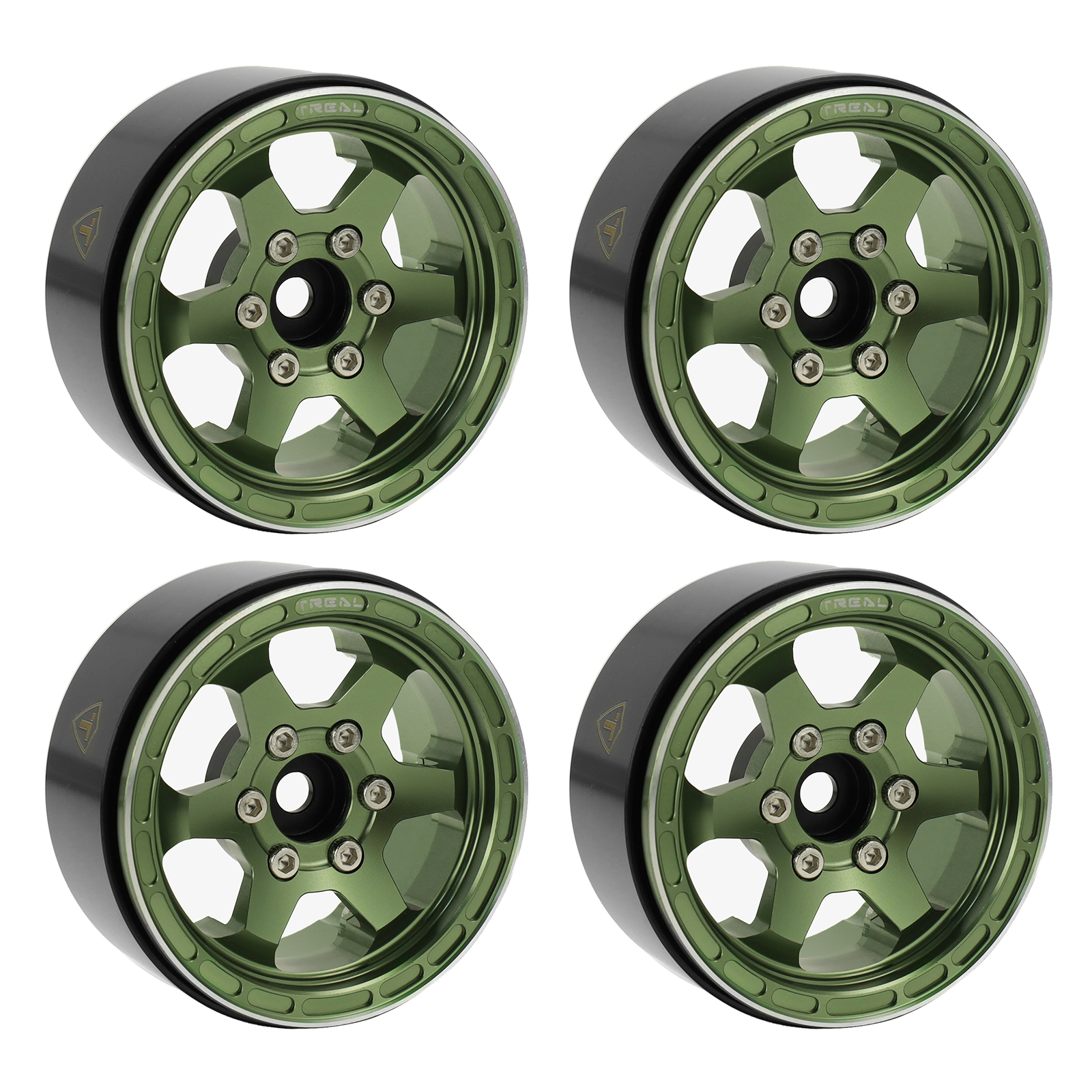 TREAL 1.9" Aluminum Beadlock Wheels (4) Scale-Look Concave Six Spoke ...