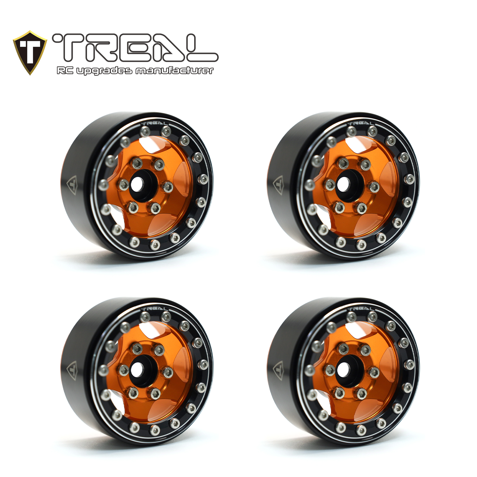 TREAL 1.55'' Beadlock Wheels (4P) Aluminum CNC Machined 5-Star Wheels ...