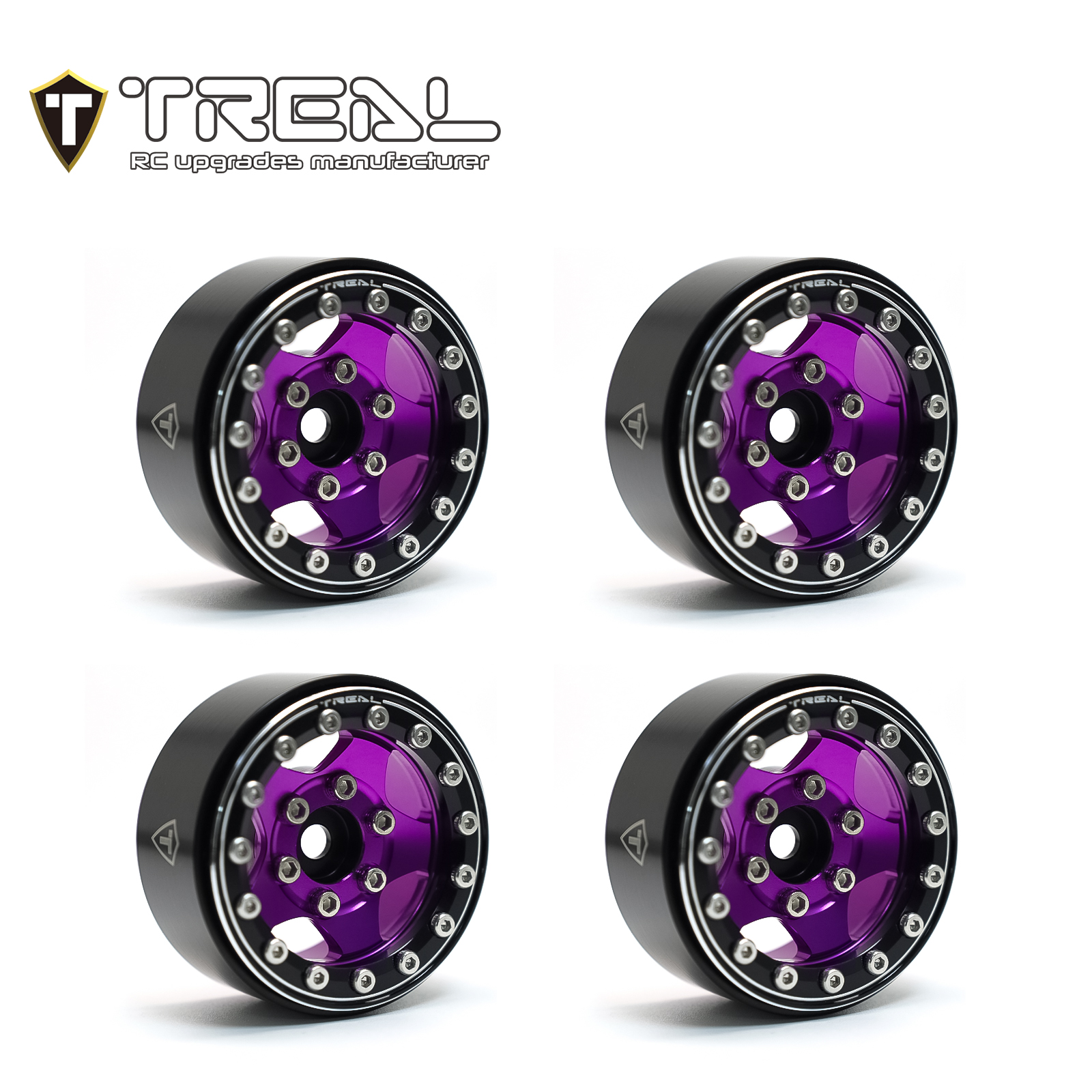TREAL 1.55'' Beadlock Wheels (4P) Aluminum CNC Machined 5-Star Wheels ...