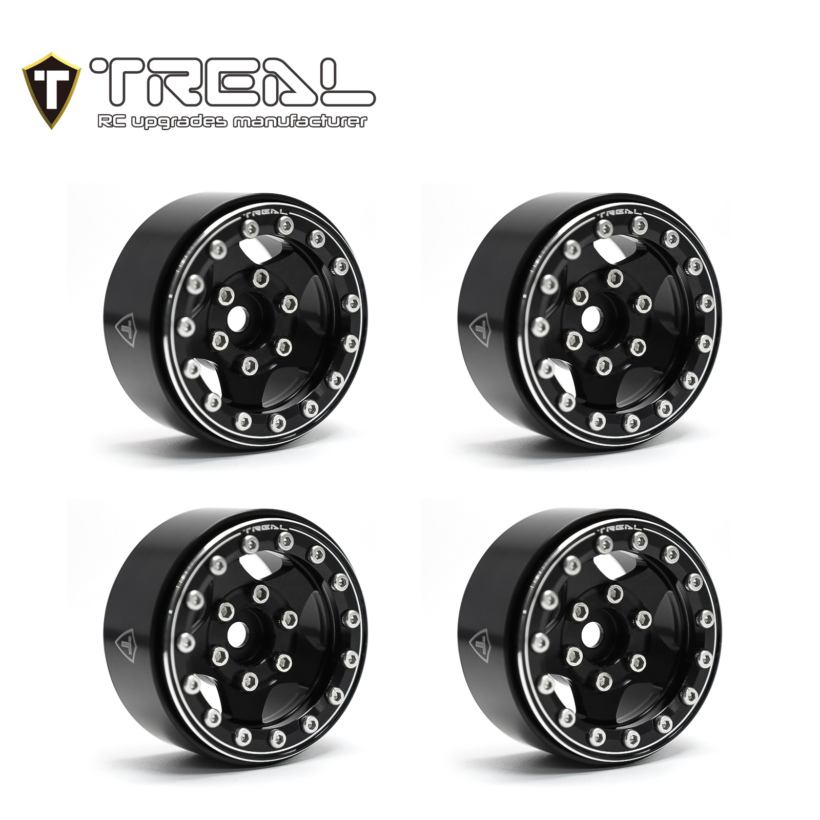 TREAL 1.55'' Beadlock Wheels (4P) Aluminum CNC Machined 5-Star Wheels ...