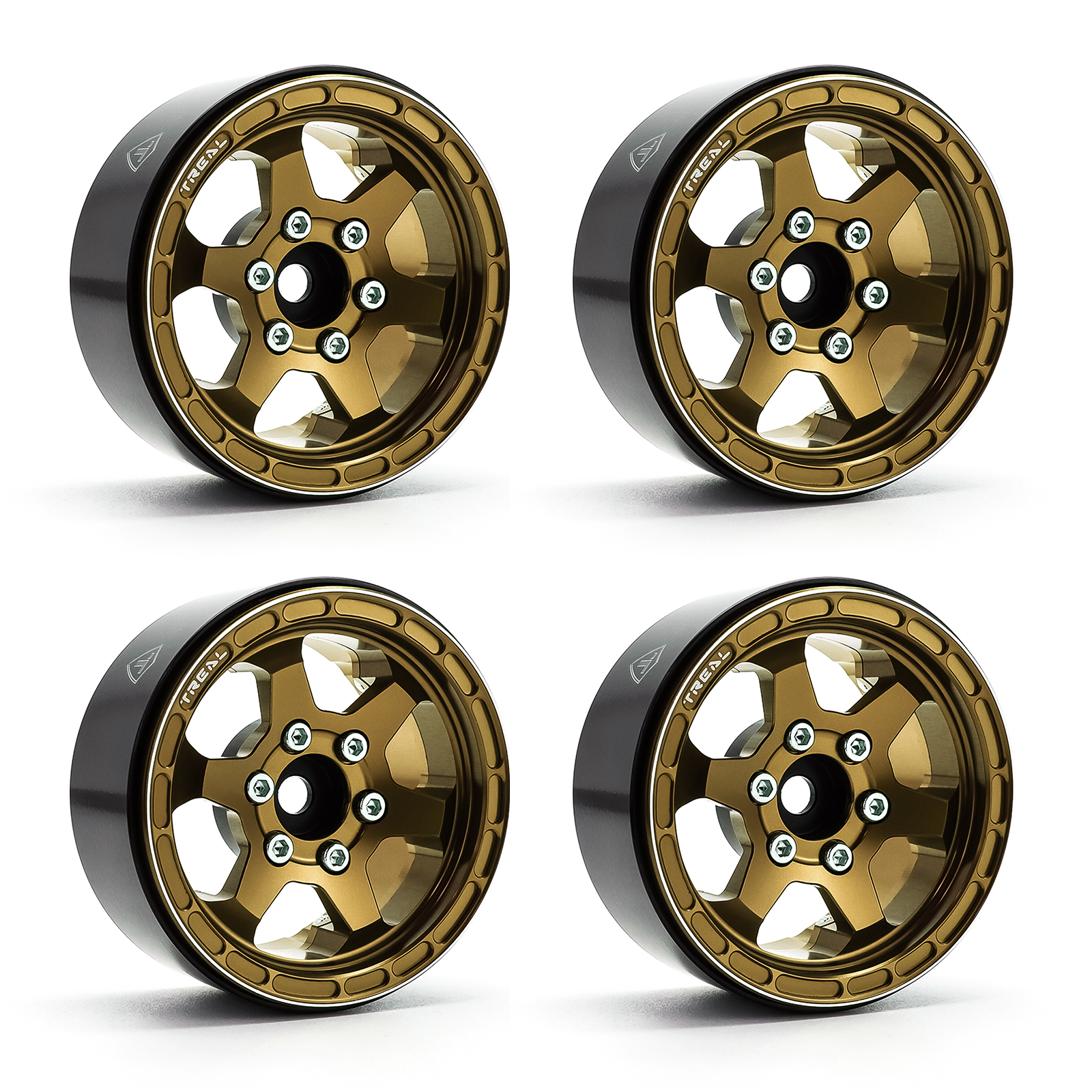 TREAL 1.9" Aluminum Beadlock Wheels (4) Scale-Look Concave Six Spoke ...