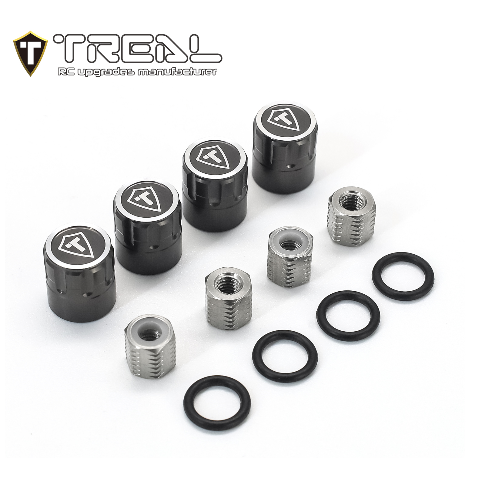 TREAL 1.9 Wheel Center Caps M4 Nuts(4P) for 1/10 RC Crawler TRX4 Axial ...