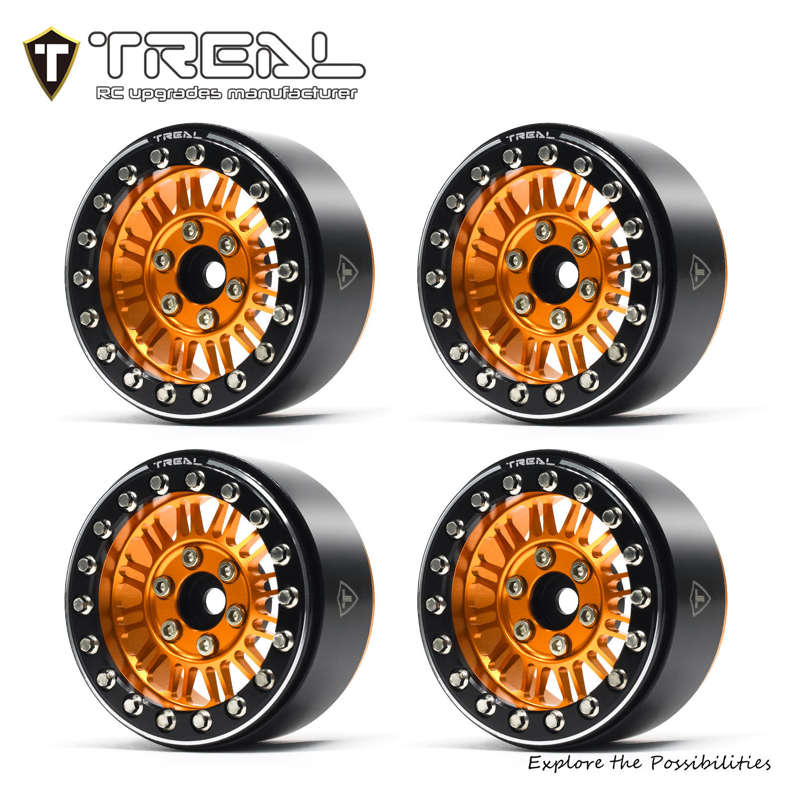 TREAL 1.9" Beadlock Wheels CNC Aluminum for SCX10 III TRX4 - rc rock ...