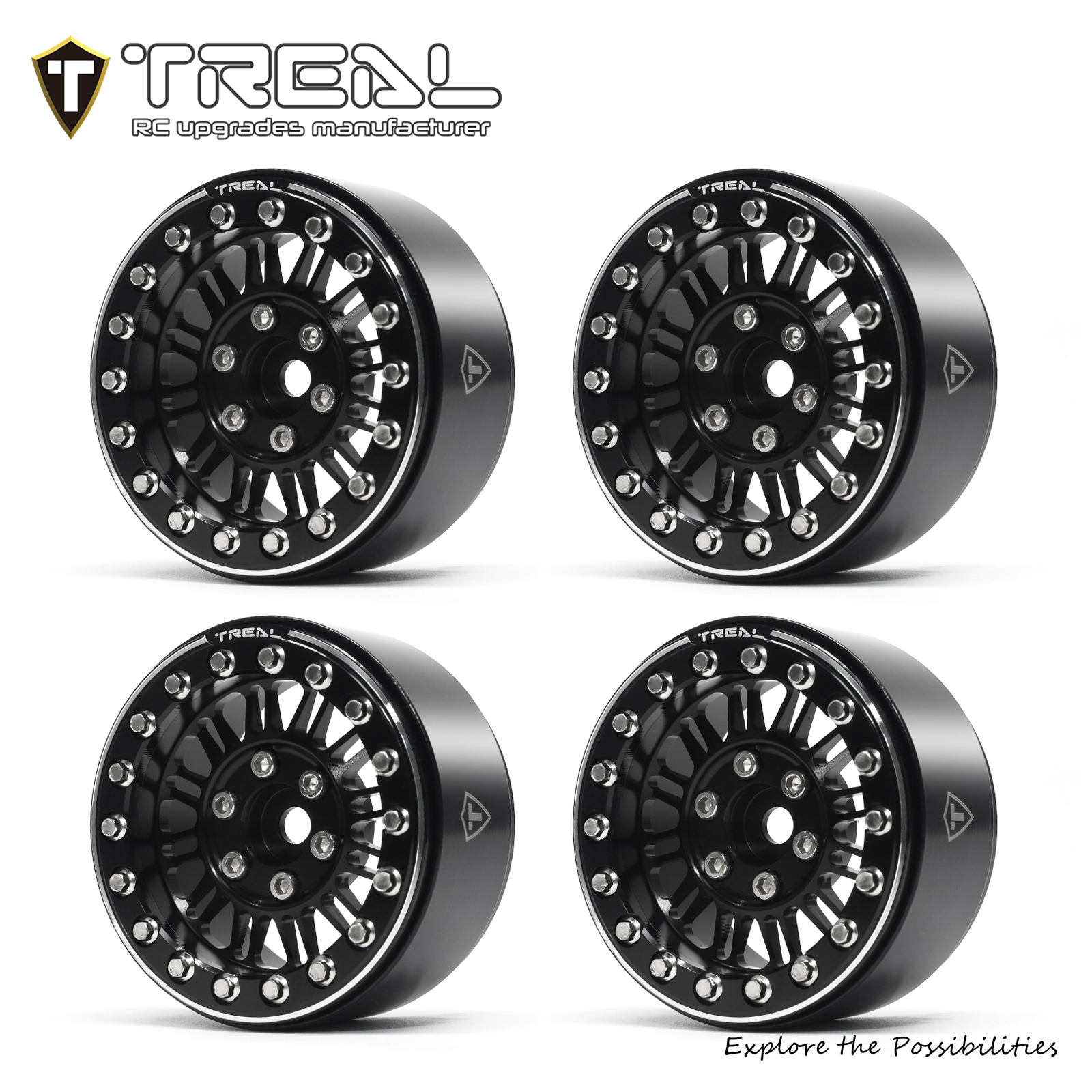 TREAL 1.9" Beadlock Wheels CNC Aluminum for SCX10 III TRX4 - rc rock ...