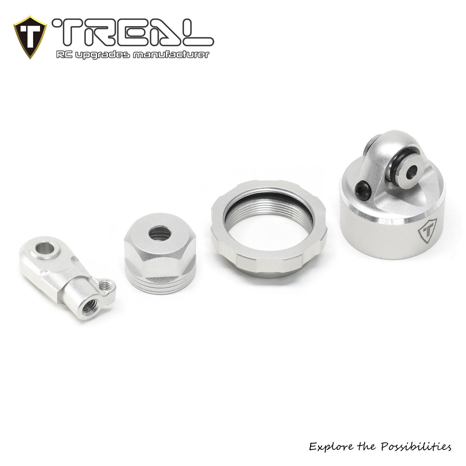 TREAL Aluminum 7075 Shock Cap and Bottom Retainer End Set for Losi 1/4 ...