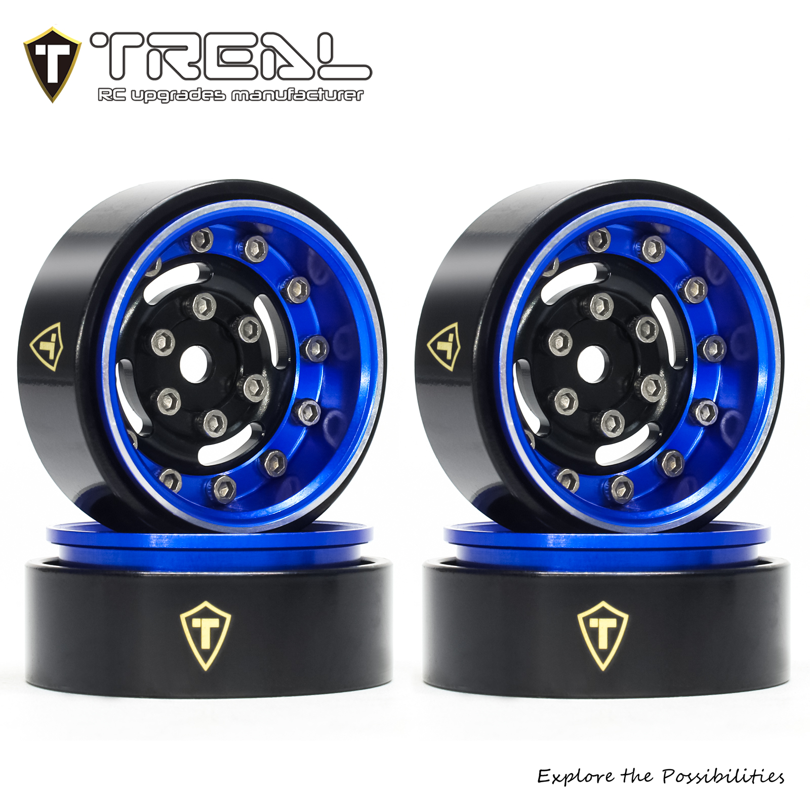 TREAL 1.0 Beadlock Wheels Deep Dish Rims (4P) for SCX24 AX24 FCX24 ...