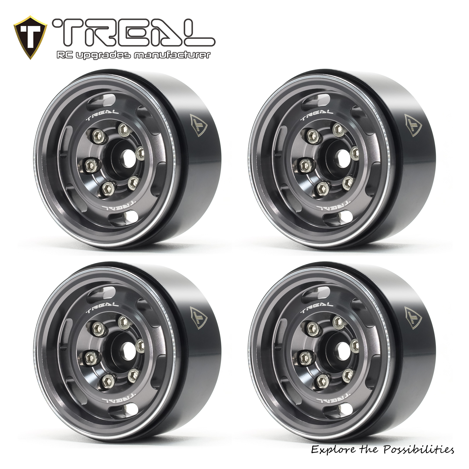 TREAL 1.55 Beadlock Wheels Vintage Wheels (4pcs) CNC Metal Wheel ...