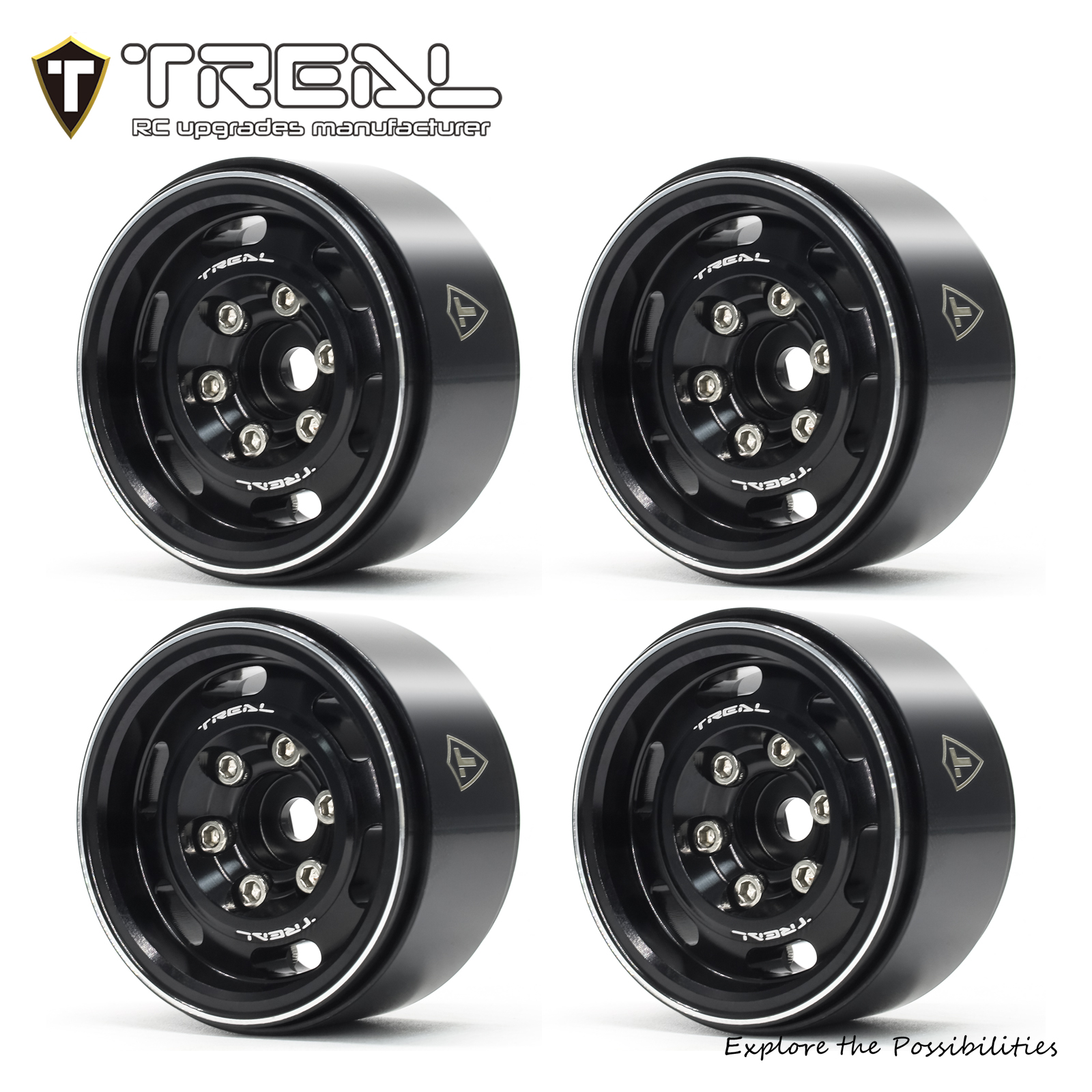 TREAL 1.55 Beadlock Wheels Vintage Wheels (4pcs) CNC Metal Wheel ...