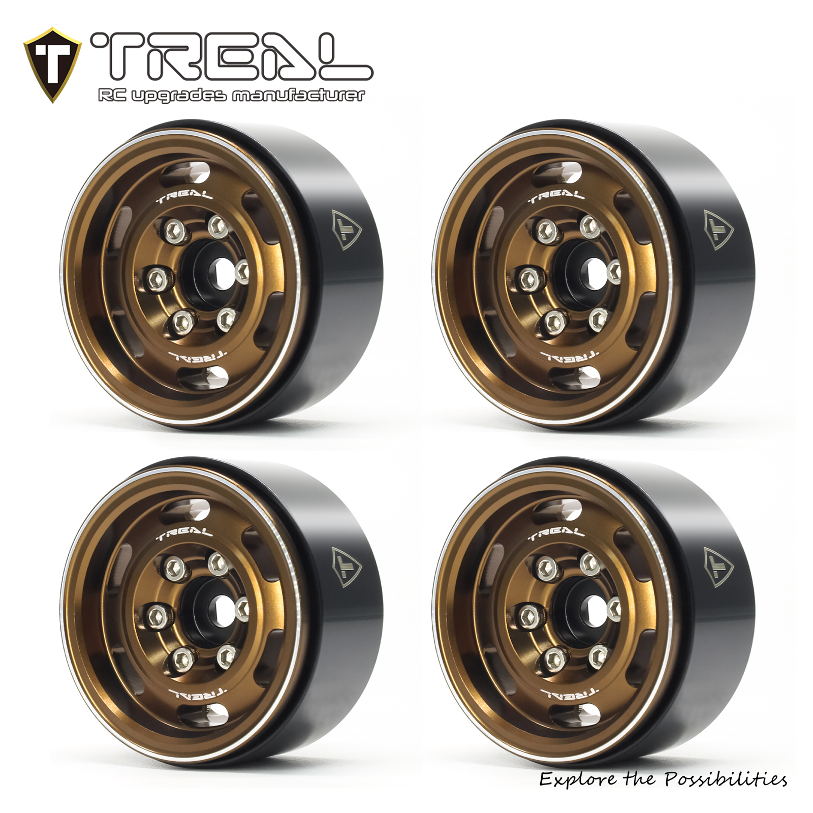 TREAL 1.55 Beadlock Wheels Vintage Wheels (4pcs) CNC Metal Wheel ...
