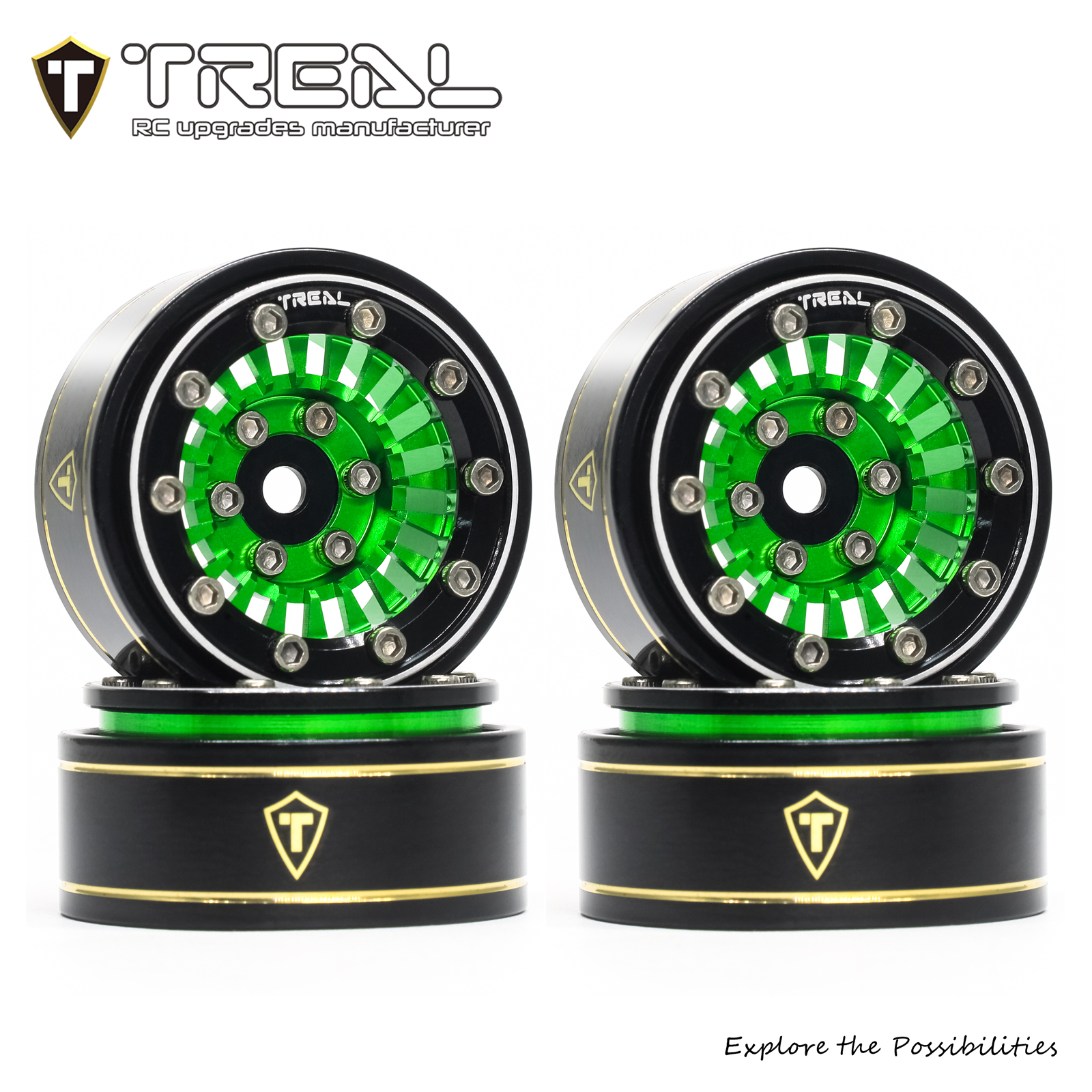 TREAL SCX24 Wheels 1.0'' Beadlock Wheels(4P) for 1/24 Micro RC SCX24 ...