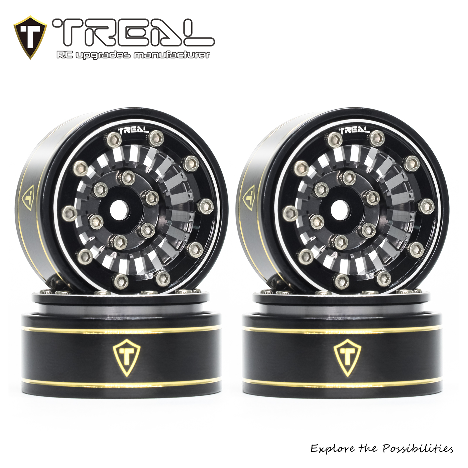 TREAL SCX24 Wheels 1.0'' Beadlock Wheels(4P) for 1/24 Micro RC SCX24 ...