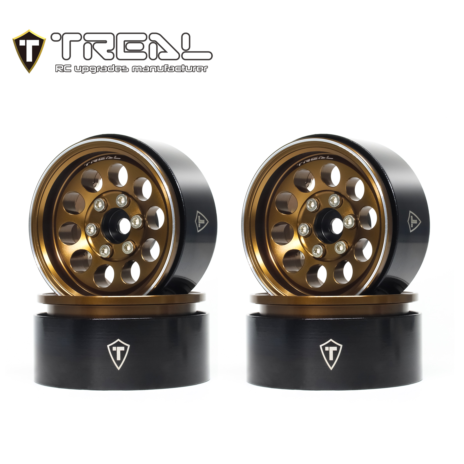 TREAL 1.9" 8-Hole Aluminum Beadlock Wheels (4) for SCX10 III TRX4 D90 1 ...