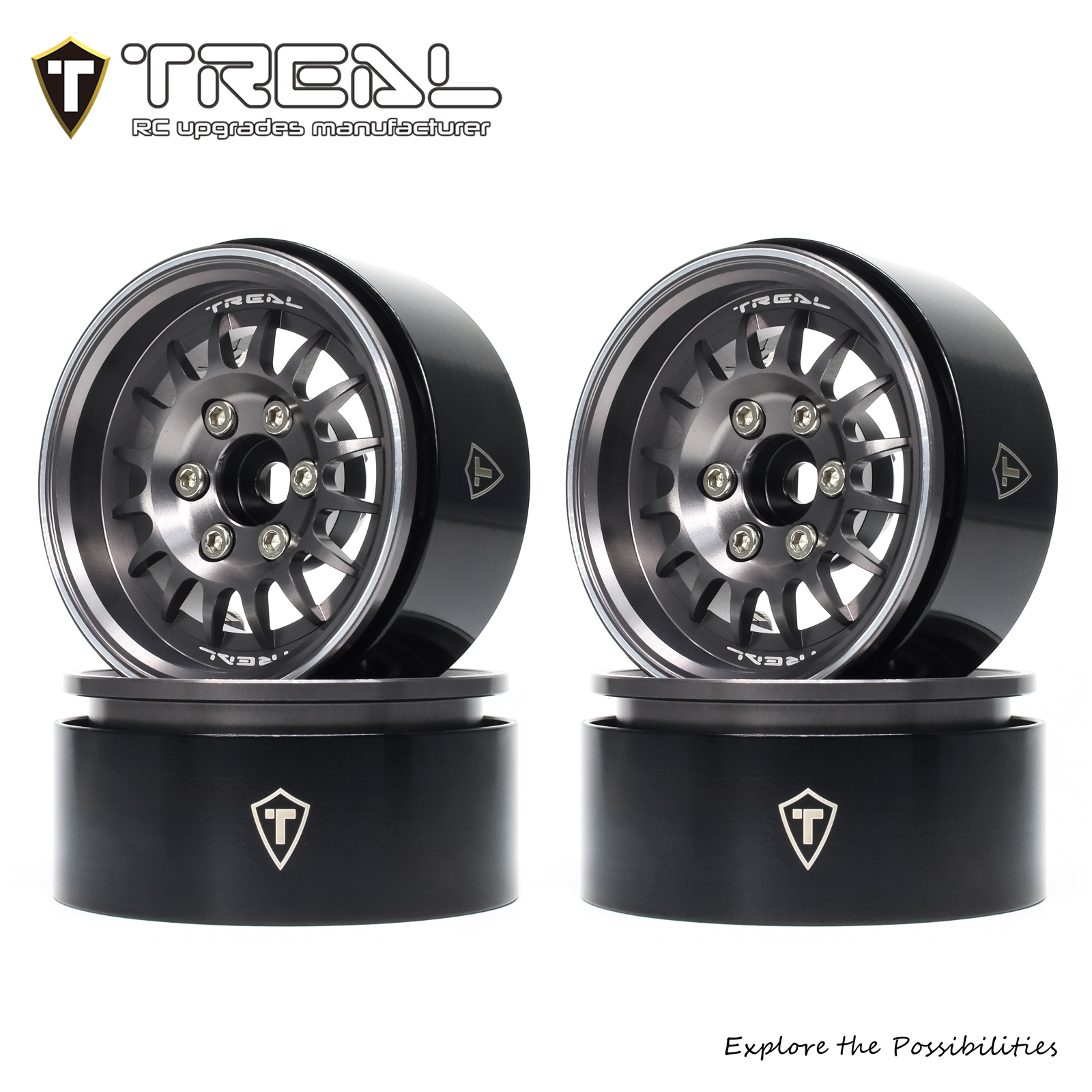 TREAL 1.9 Beadlock Wheel Rims Heavy Duty Multi Spoke CNC 1.9 Inch ...