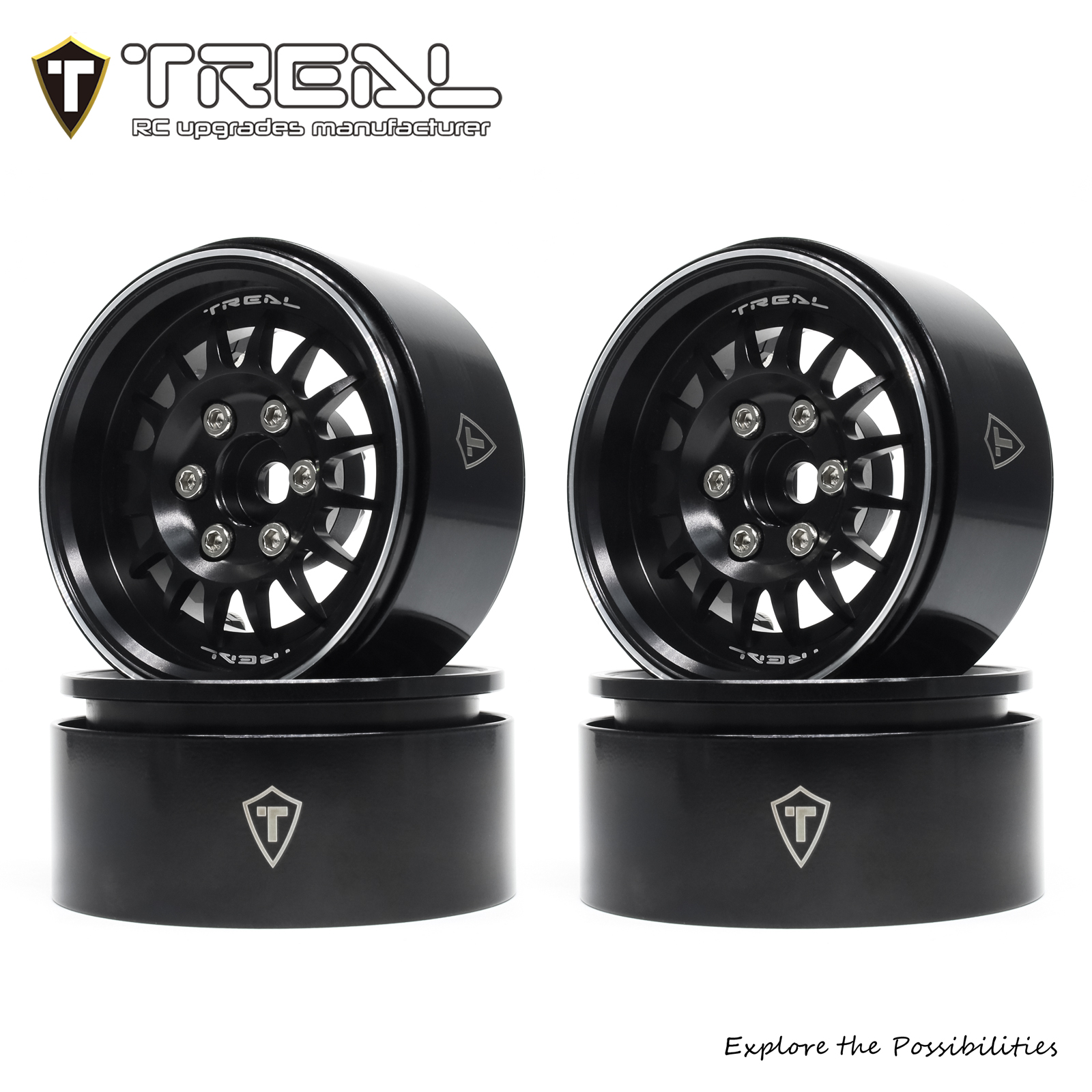 TREAL 1.9 Beadlock Wheel Rims Heavy Duty Multi Spoke CNC 1.9 Inch ...