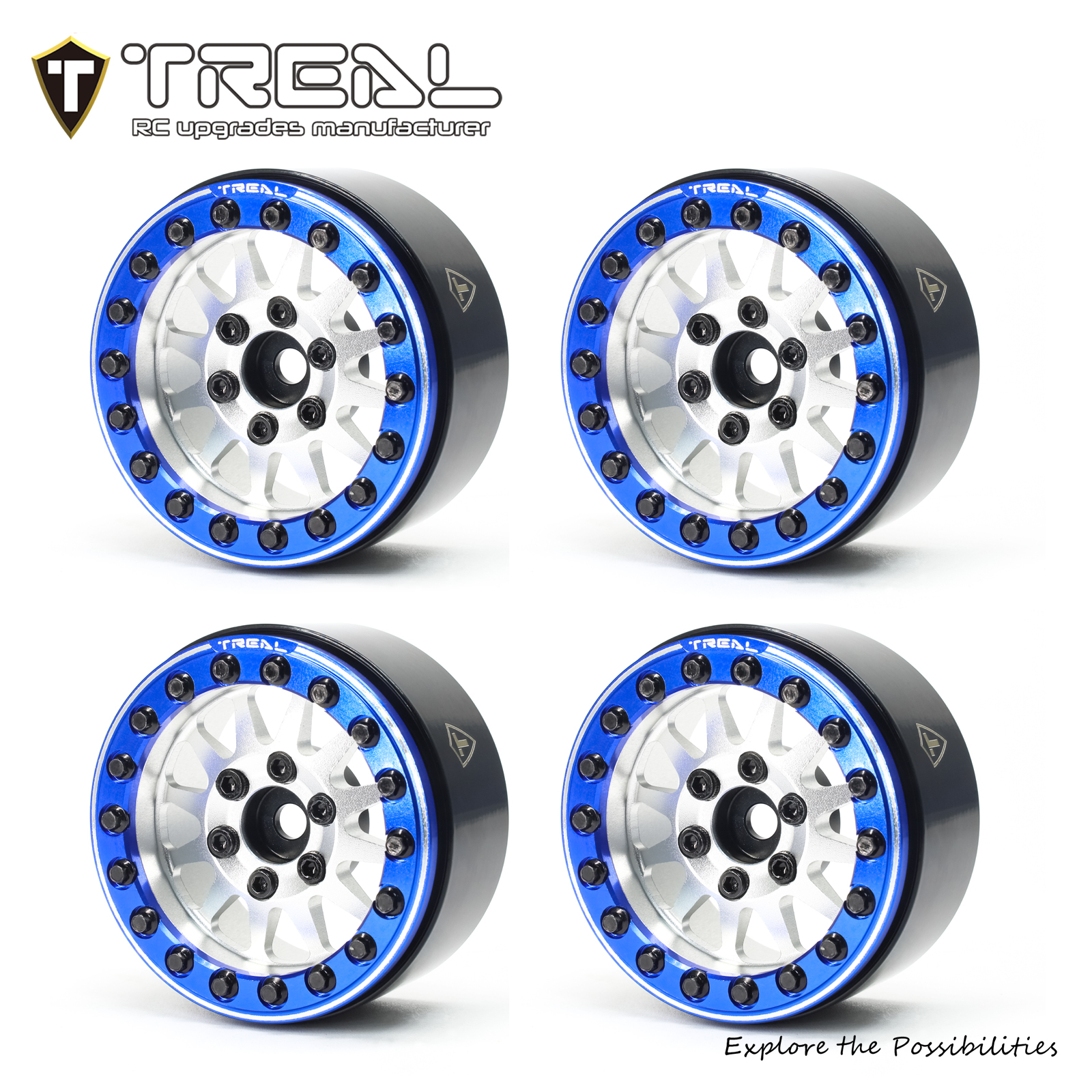 Treal 1.9 beadlock wheels (4P-Set) Alloy Crawler Wheels for 1:10 RC Scale